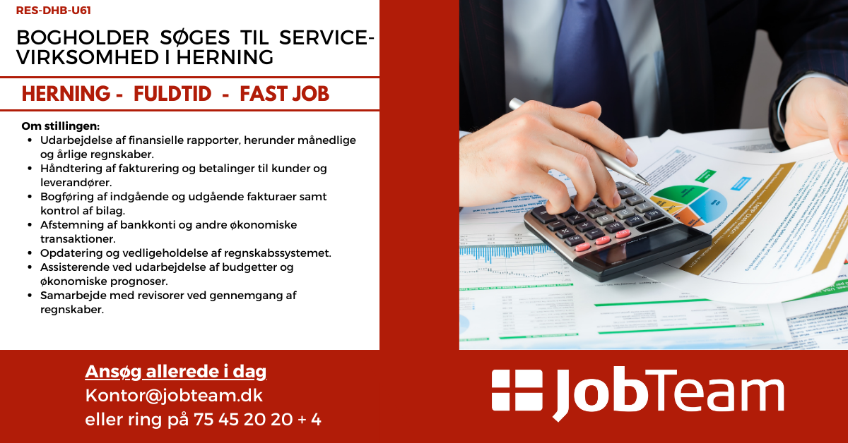 Bogholder søges til virksomhed i Herning