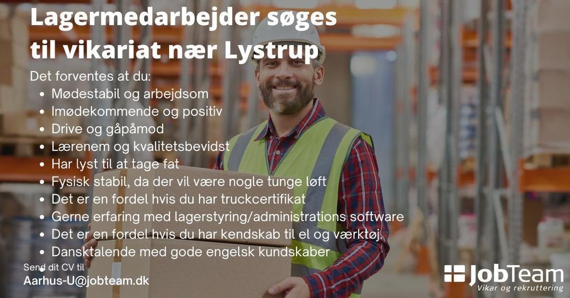 Lagermedarbejder søges til vikariat nær Lystrup