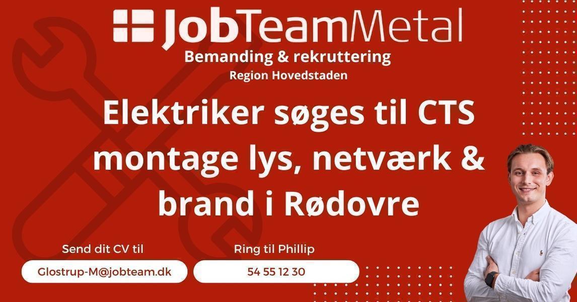 Elektriker søges til CTS montage, data installationer, lys, netværk, brand