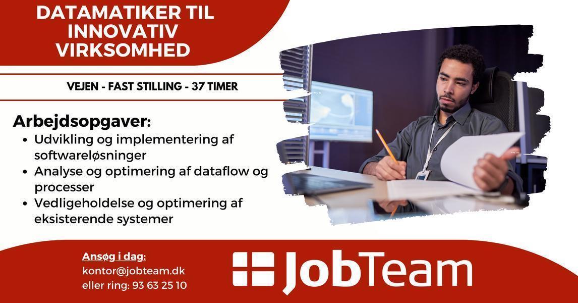 JobTeam A/S søger datamatiker til innovativ virksomhed i Vejen